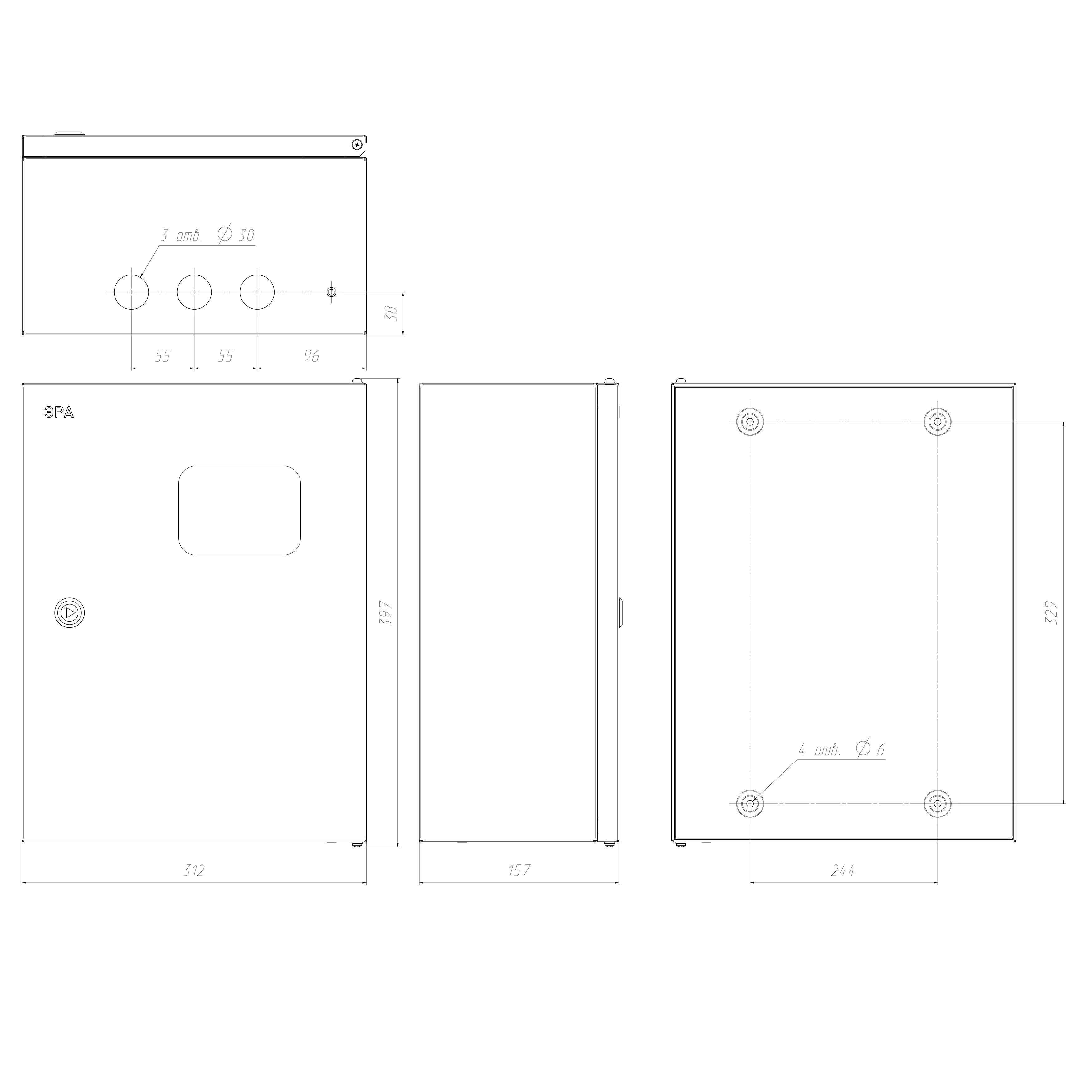Распределительный щит металлический навесной ЭРА NO_SIMPLE_STM_SHU-3/1 ...